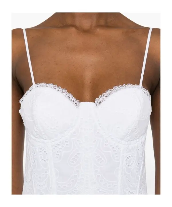 ERMANNO FIRENZE Sleeveless Tiered Midi Dress With Lace Detail