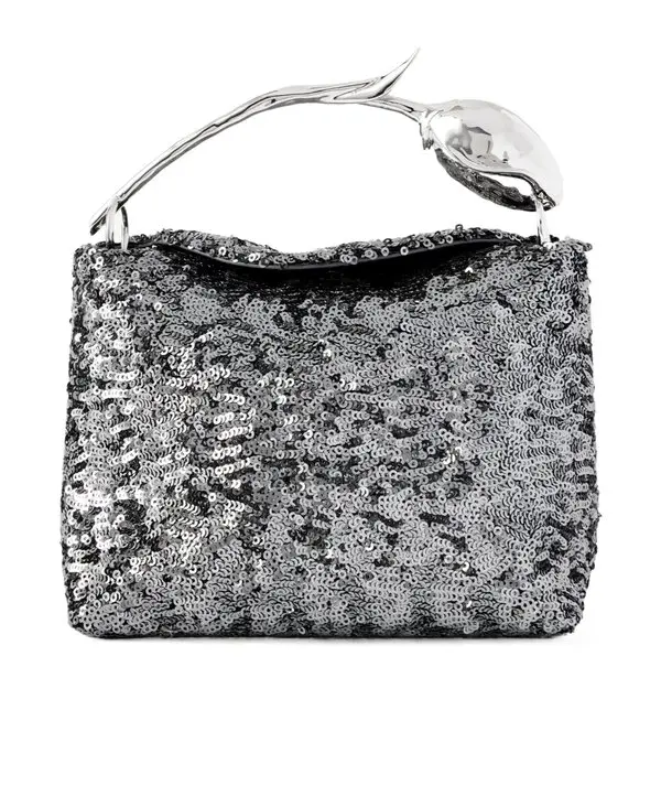 Erdem Sequined Clutch With Tulip Handle