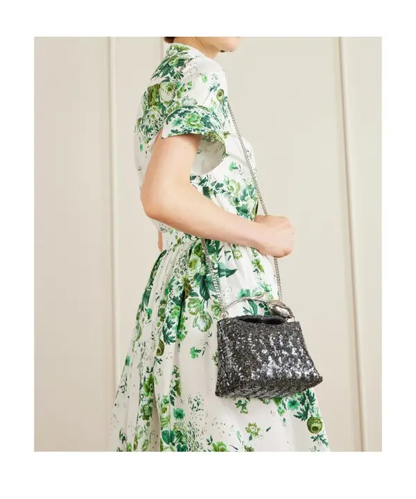 Erdem Sequined Clutch With Tulip Handle