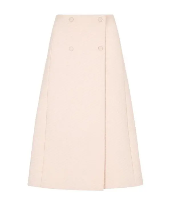 Fendi Diagonal Quilted Midi Skirt - Nude