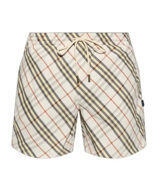 Burberry Checked Drawstring Swim Shorts - White