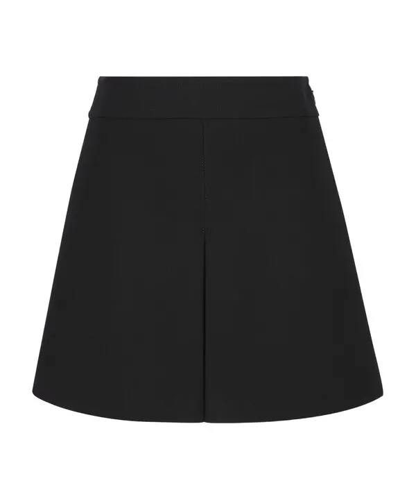 Celine Trapeze Mini Skirt In Gauffered Double Wool - Black