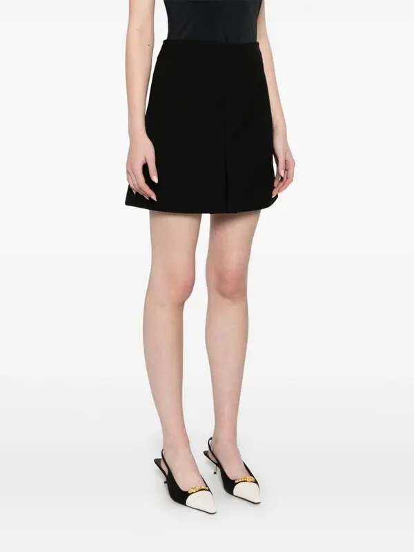 Celine Trapeze Mini Skirt In Gauffered Double Wool