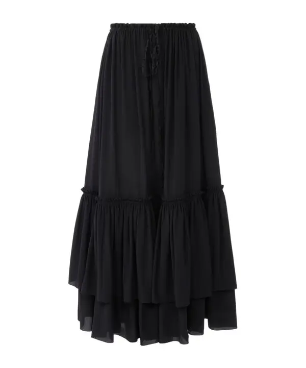Chloé Tiered Ruffled Maxi Skirt - Black