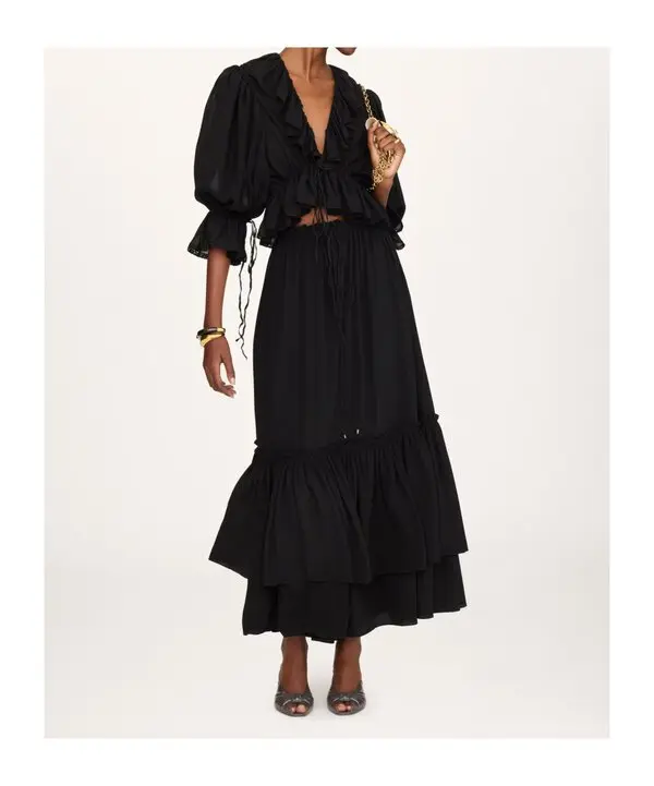 Chloé Tiered Ruffled Maxi Skirt - Black