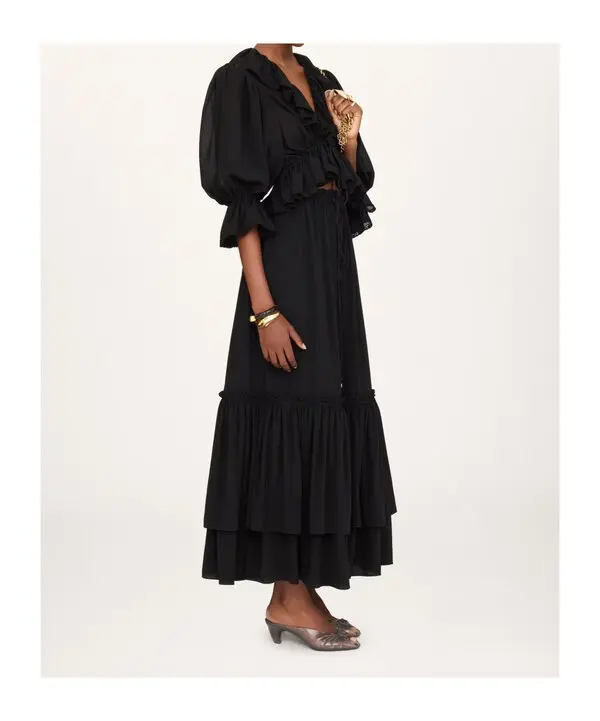 Chloé Tiered Ruffled Maxi Skirt - Black