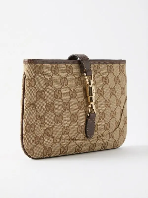 Gucci Jackie Small Pouch - Sand And Dark Brown
