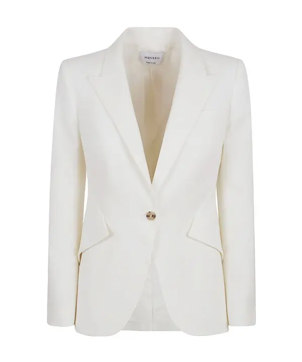 Alexander McQueen Single Breasted Tailored Blazer - Bone