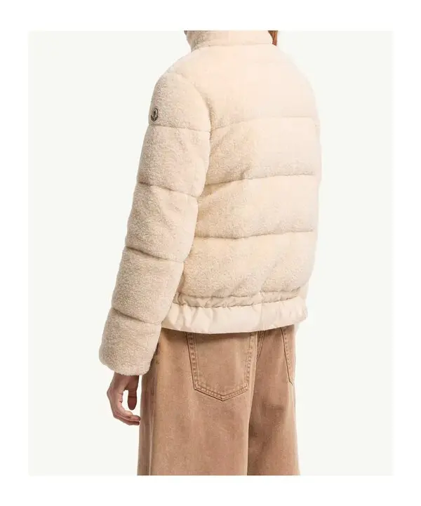 Moncler Cedre Teddy Short Puffer Jacket - Ivory