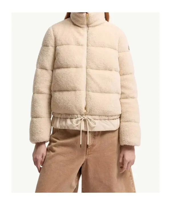 Moncler Cedre Teddy Short Puffer Jacket - Ivory