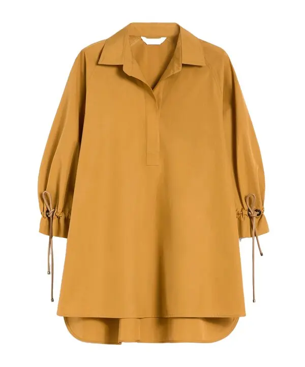 Max Mara Cotton Blouse With Drawstring Cuffs - Earth Color