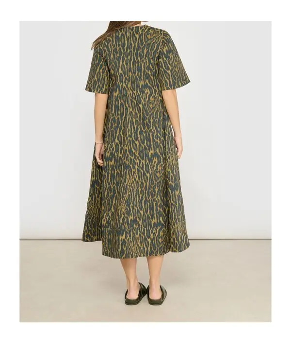 GANNI Leopard-printed V-neck Dress
