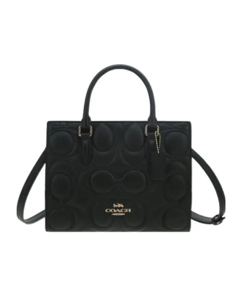 COACH Embossed Monogram Top Handle Shoulder Bag