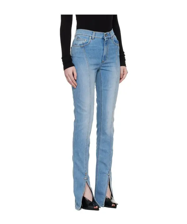 MUGLER Split-hem Seam-detail Jeans