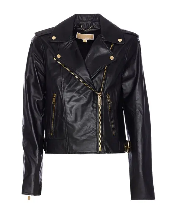 Michael Kors Leather Zip-detail Moto Jacket