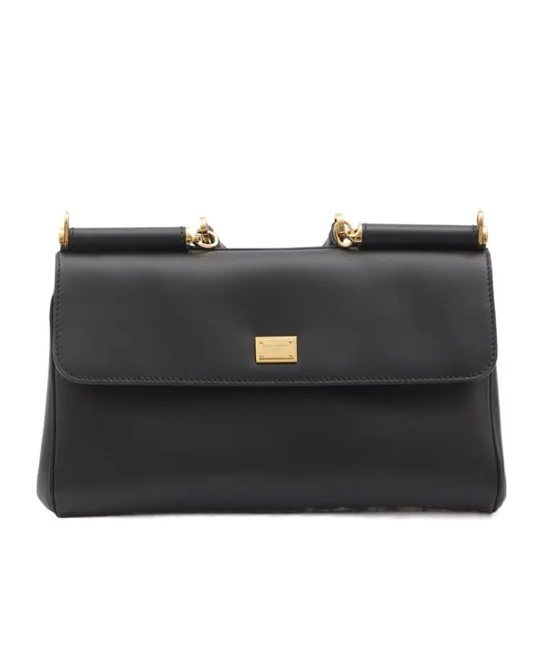 Dolce & Gabbana Medium Sicily Handbag With Logo Plaque - Black