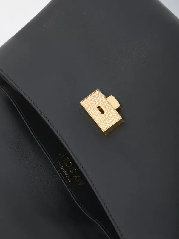 Dolce & Gabbana Medium Sicily Handbag With Logo Plaque - Black