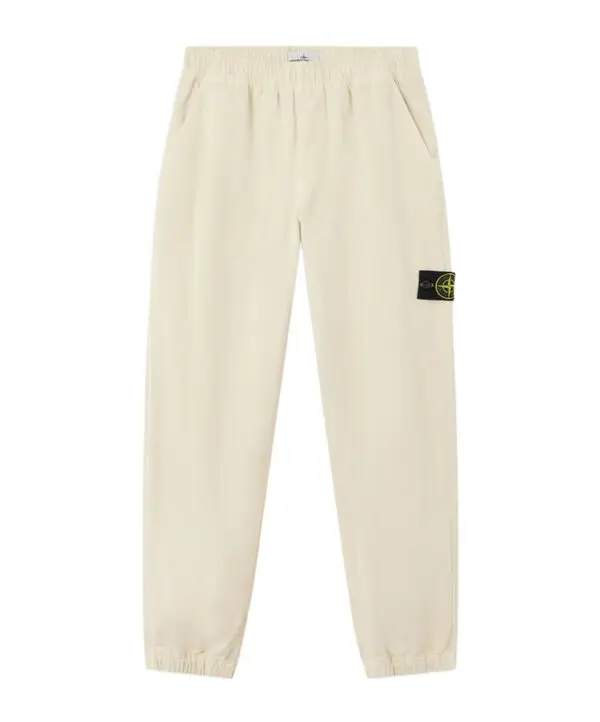 Stone Island Logo Patch Elasticated Hem Trousers - Ivory