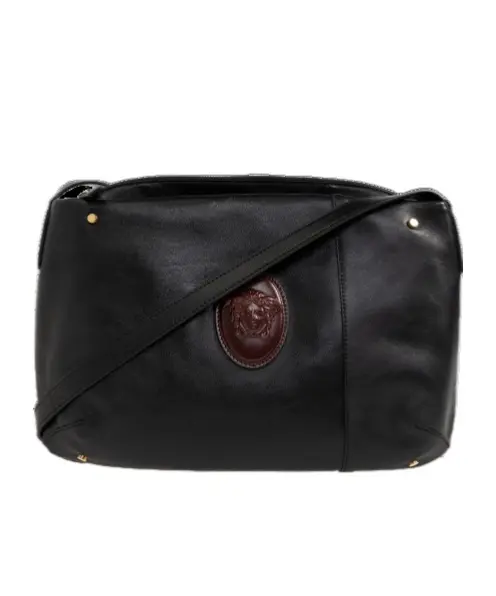 Versace Medusa Embossed Leather Shoulder Bag - Black