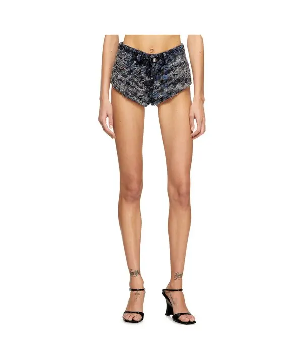 DIESEL® Five-pocket Houndstooth Denim Shorts
