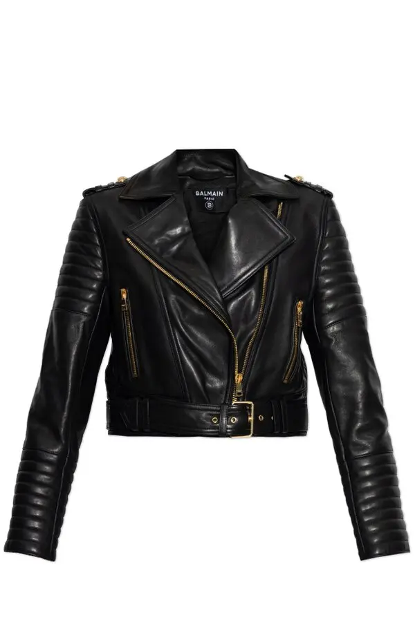Balmain Leather Zipped Moto Jacket