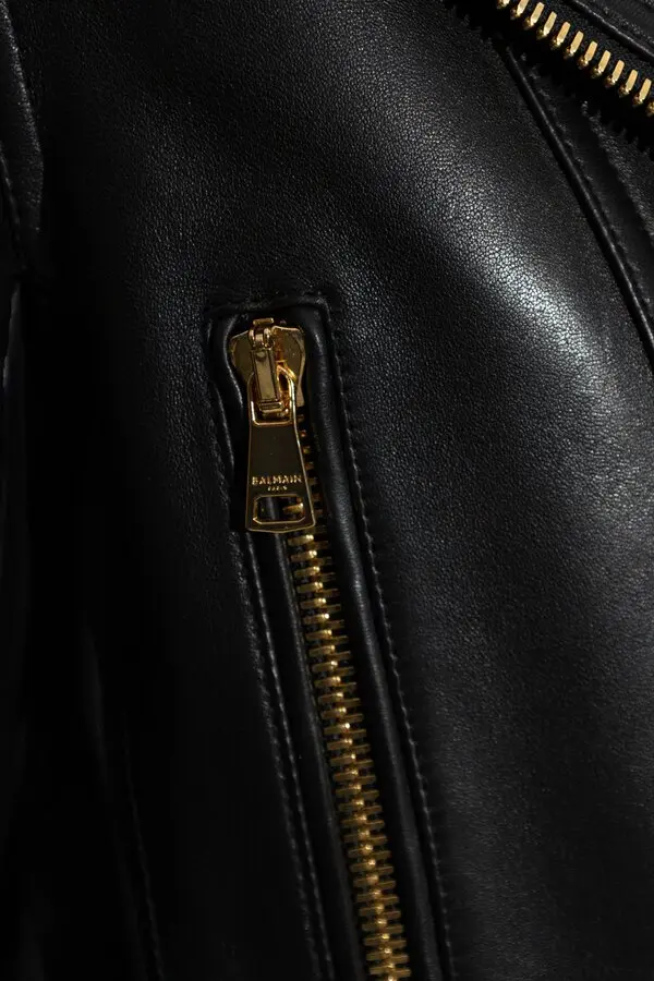 Balmain Leather Zipped Moto Jacket