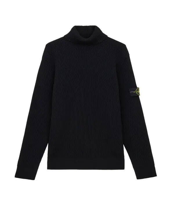 Stone Island Ribbed Turtleneck Jumper - Black
