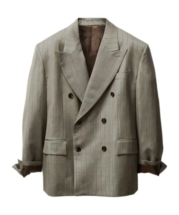 Versace Pinstripe Boxy Blazer - Grey