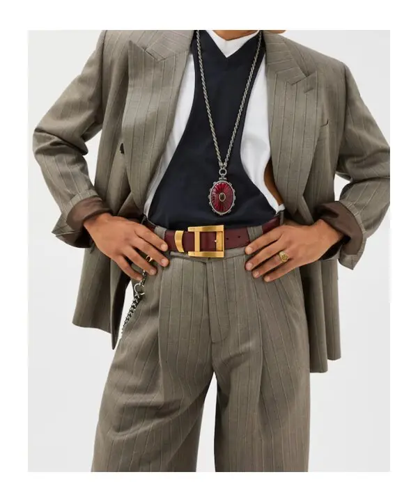 Versace Pinstripe Boxy Blazer - Grey