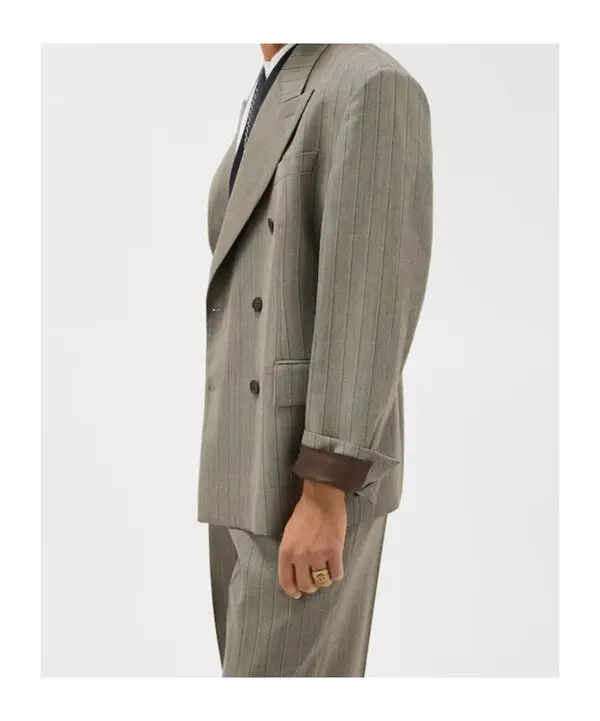 Versace Pinstripe Boxy Blazer - Grey