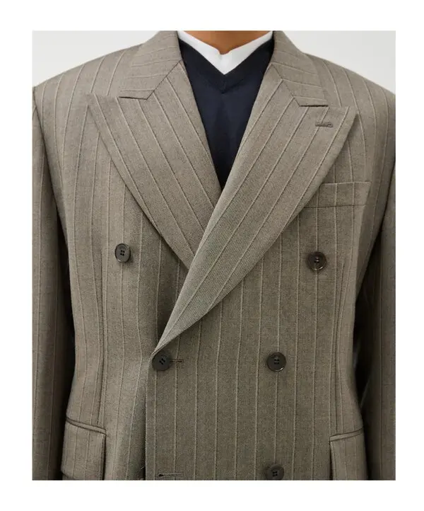 Versace Pinstripe Boxy Blazer - Grey