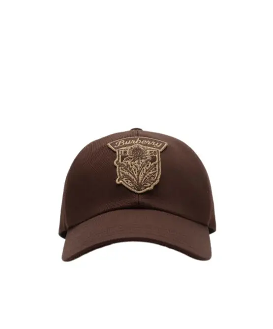 Burberry Thistle Shield Gabardine Baseball Cap - Treacle Brown