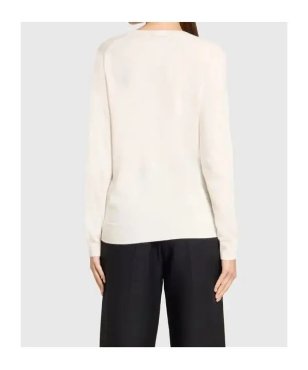 Burberry Logo Cashmere V-neck Sweater - Vanilla