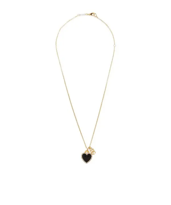 Dolce & Gabbana Black Heart Logo Pendant Necklace - Yellow