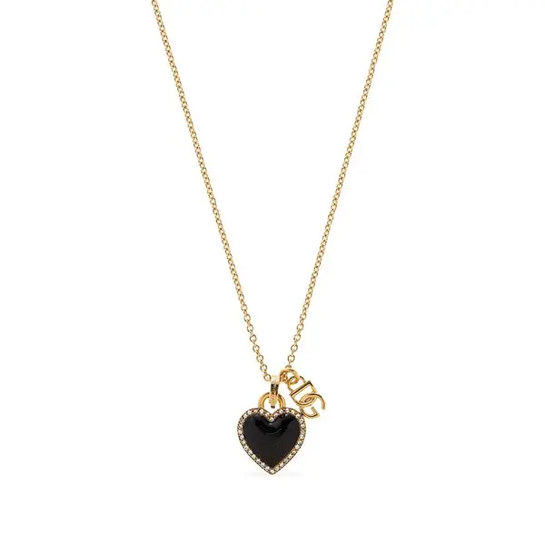Dolce & Gabbana Black Heart Logo Pendant Necklace