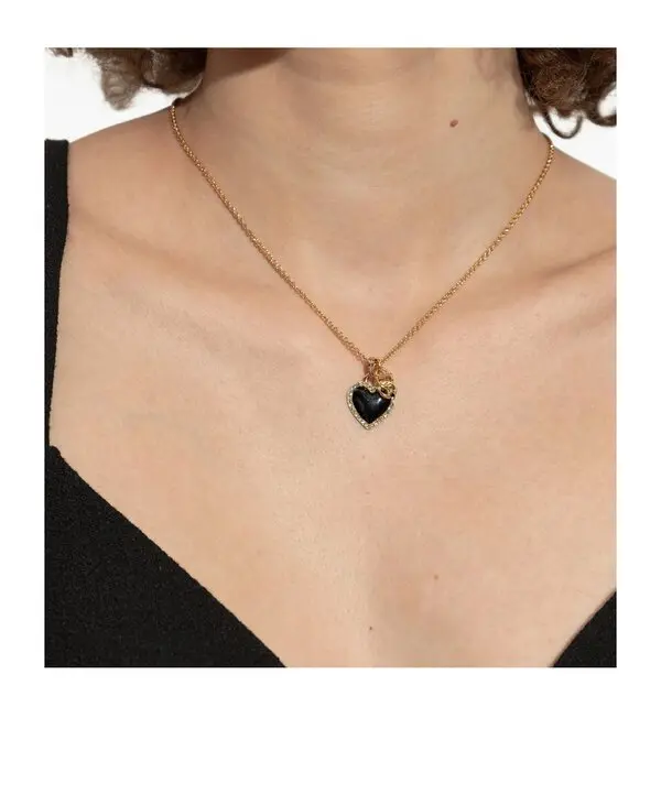 Dolce & Gabbana Black Heart Logo Pendant Necklace