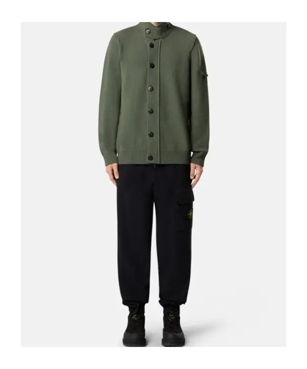 Stone Island Logo Patch Tapered Leg Pants - Black