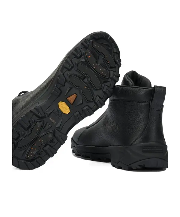 Zegna Logo Embossed Ankle Boots With Drawstring And Pull Tab - Black