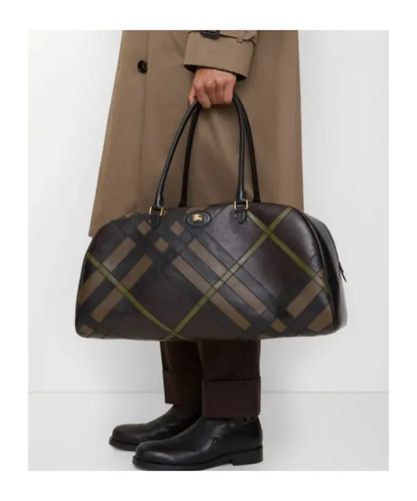 Burberry Logo Patch Checked Tote Bag