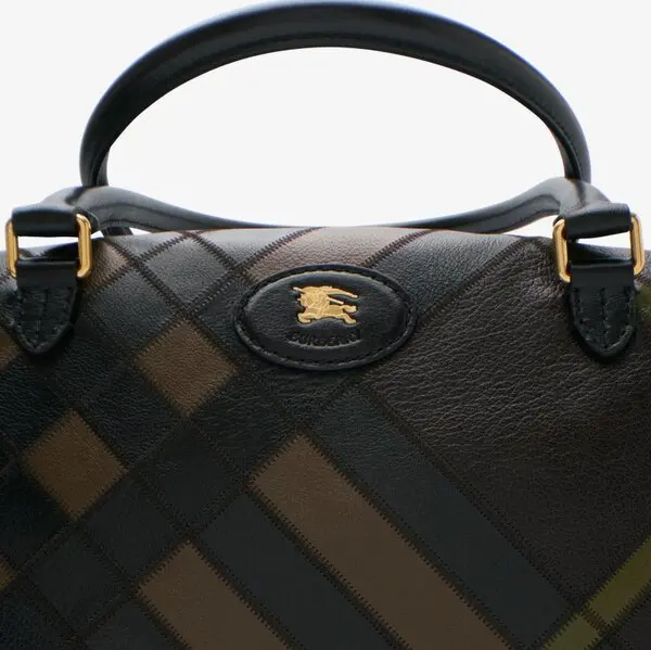 Burberry Logo Patch Checked Tote Bag