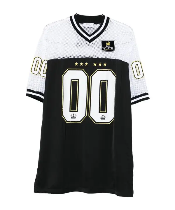 Off-White V-neck Short-sleeved Mesh Dress