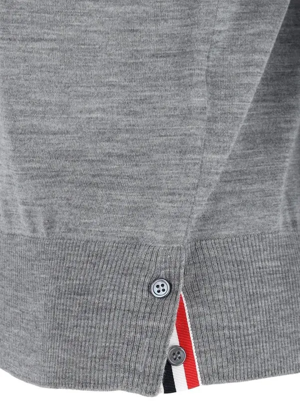 Thom Browne 4-bar Ribbed Crewneck Sweater - Light Grey