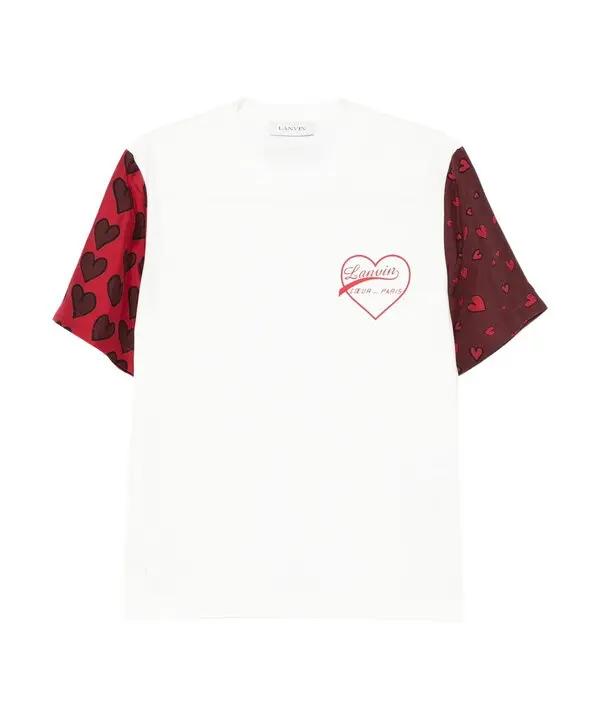LANVIN Heart Print Colorblock T-shirt - White
