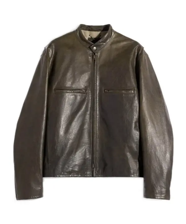 LEMAIRE Zip-up Leather Biker Jacket - Bronze