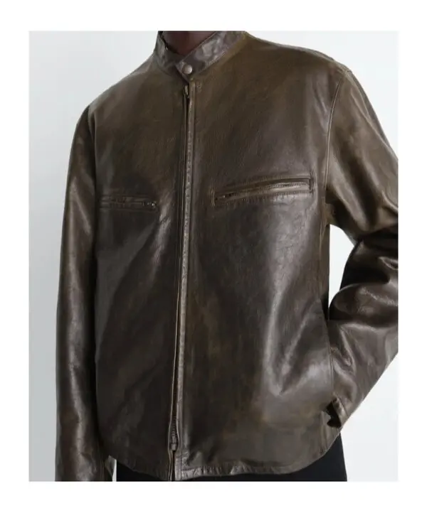 LEMAIRE Zip-up Leather Biker Jacket