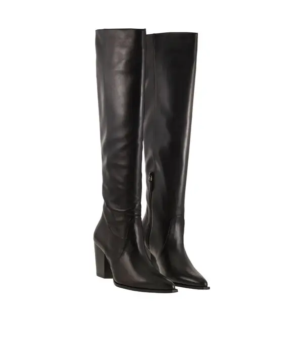 STUART WEITZMAN Round Toe Zip Up Block Heel Boots