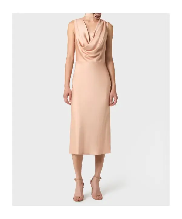Blumarine Draped Neckline Midi Dress