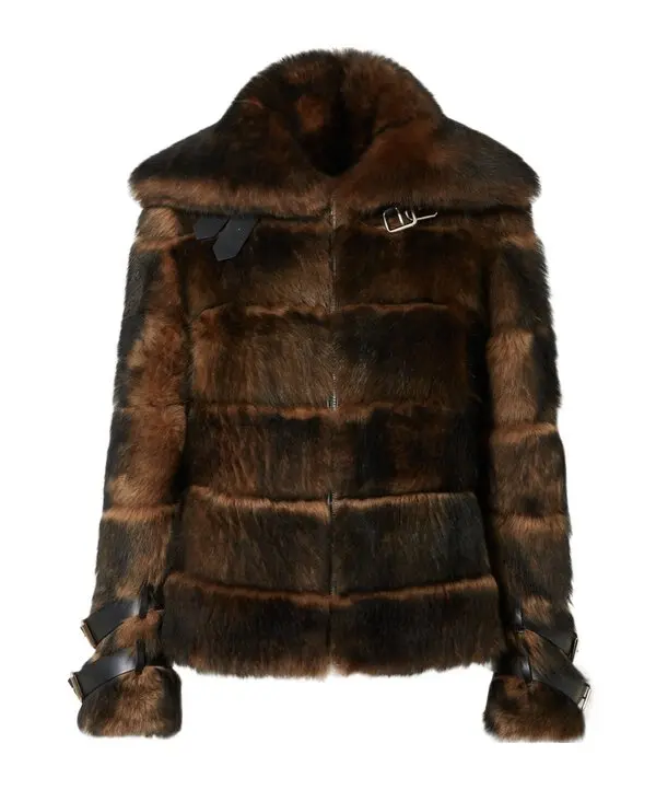 Fendi Zip-up Jacket With Buckle Detail - Brown