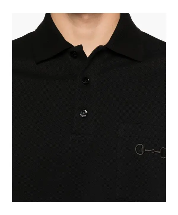 Gucci Stretch Piqué Polo Shirt - Black