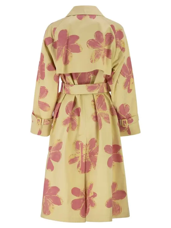 Max Mara Radioso Floral Patterned Trench Coat - Nude
